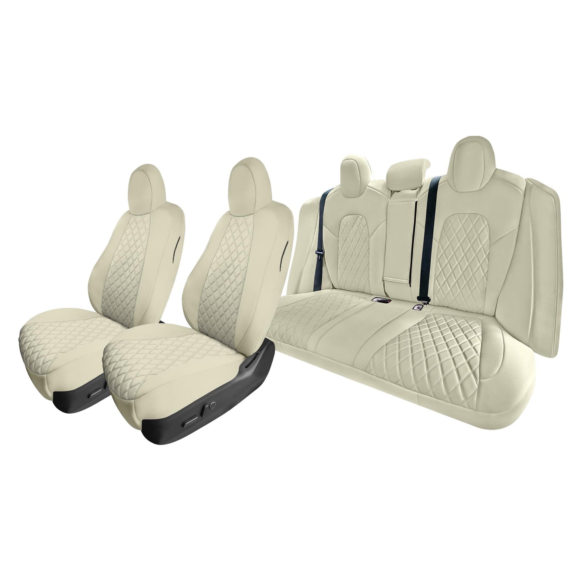 Custom Fit Seat Covers for Tesla Model 3 2017 - 2024 - Full Set - Beige ...